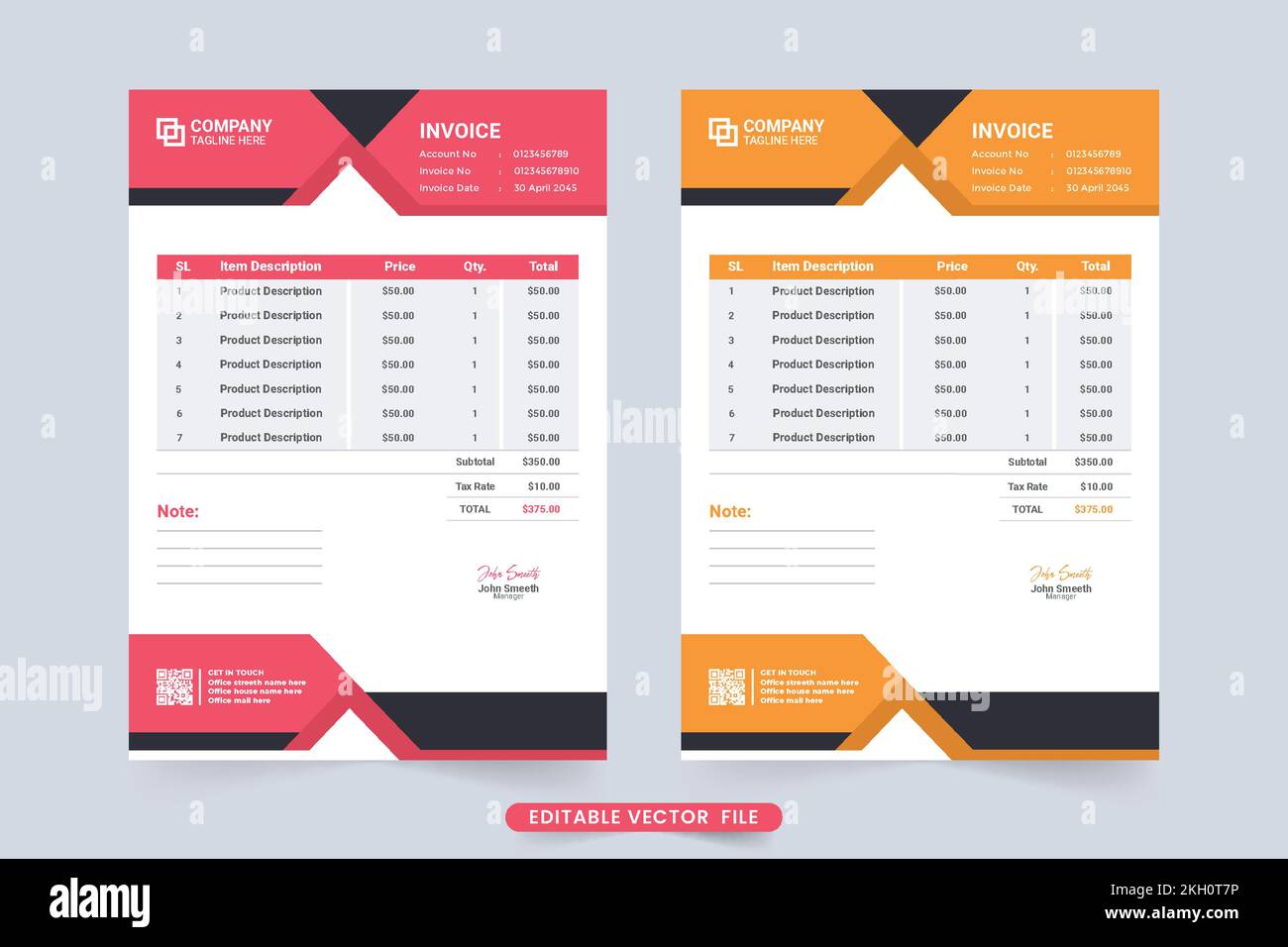 Minimal invoice template and price receipt vector with abstract shapes ...