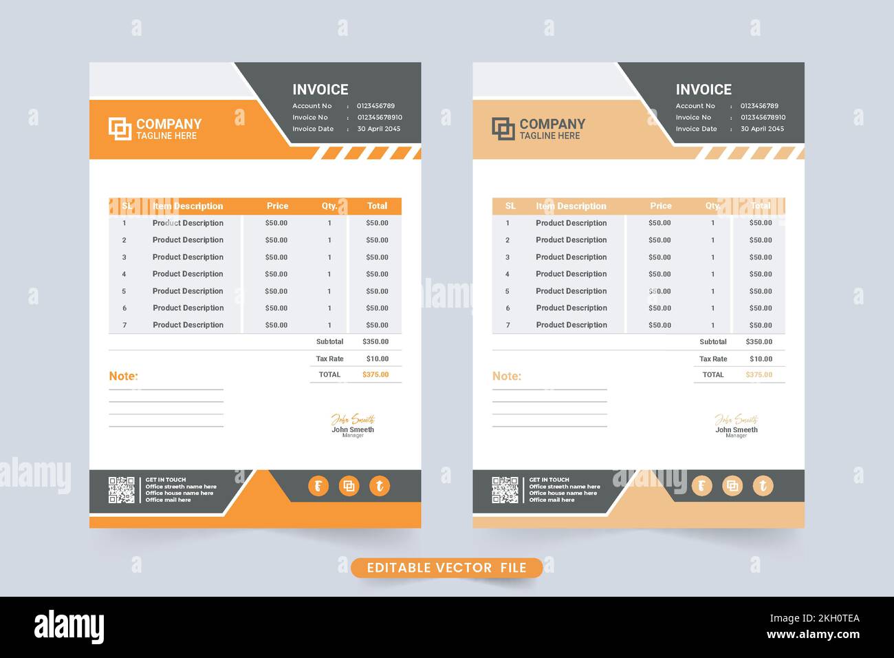 Digital business invoice and purchase voucher design with abstract ...