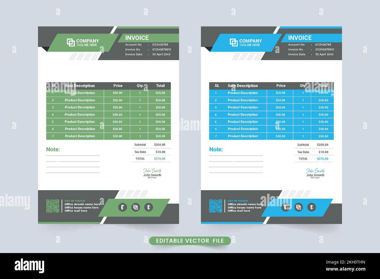 Minimalist business invoice design with abstract shapes. Professional ...