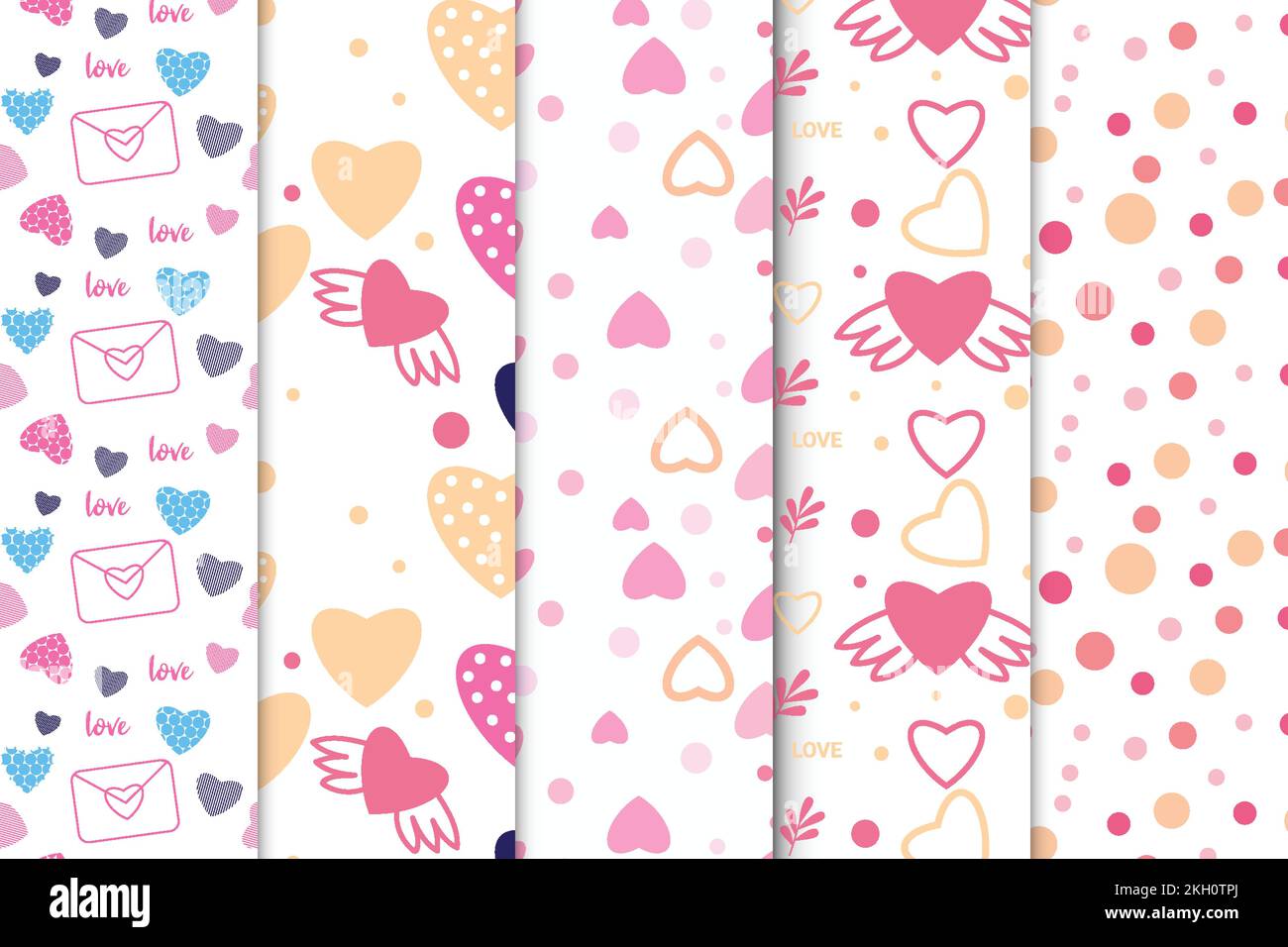Delicate seamless pattern collection with different love shapes. Love ...