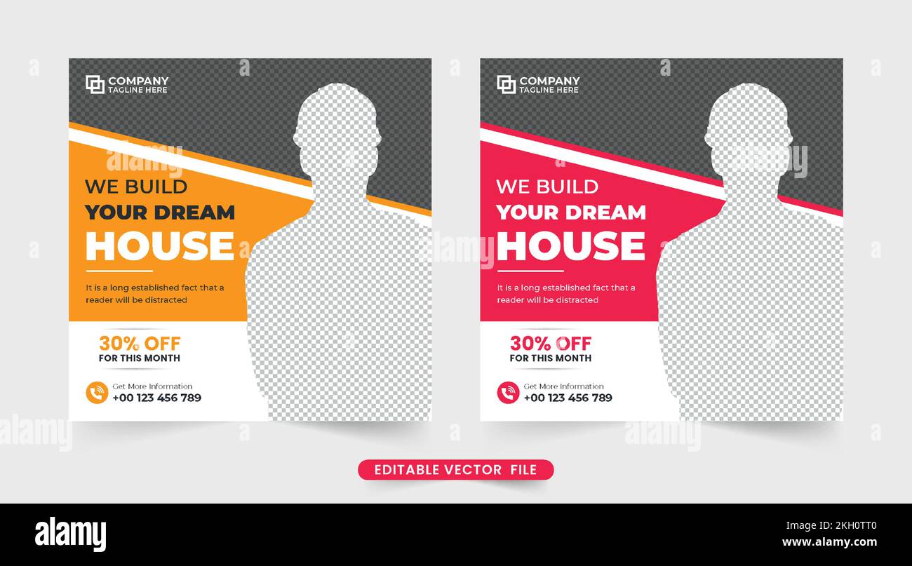 Modern house selling and construction business social media post vector ...