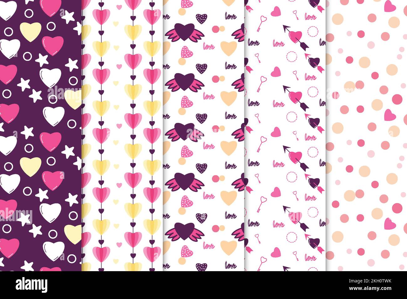 Abstract love pattern element bundle vector with white and dark ...