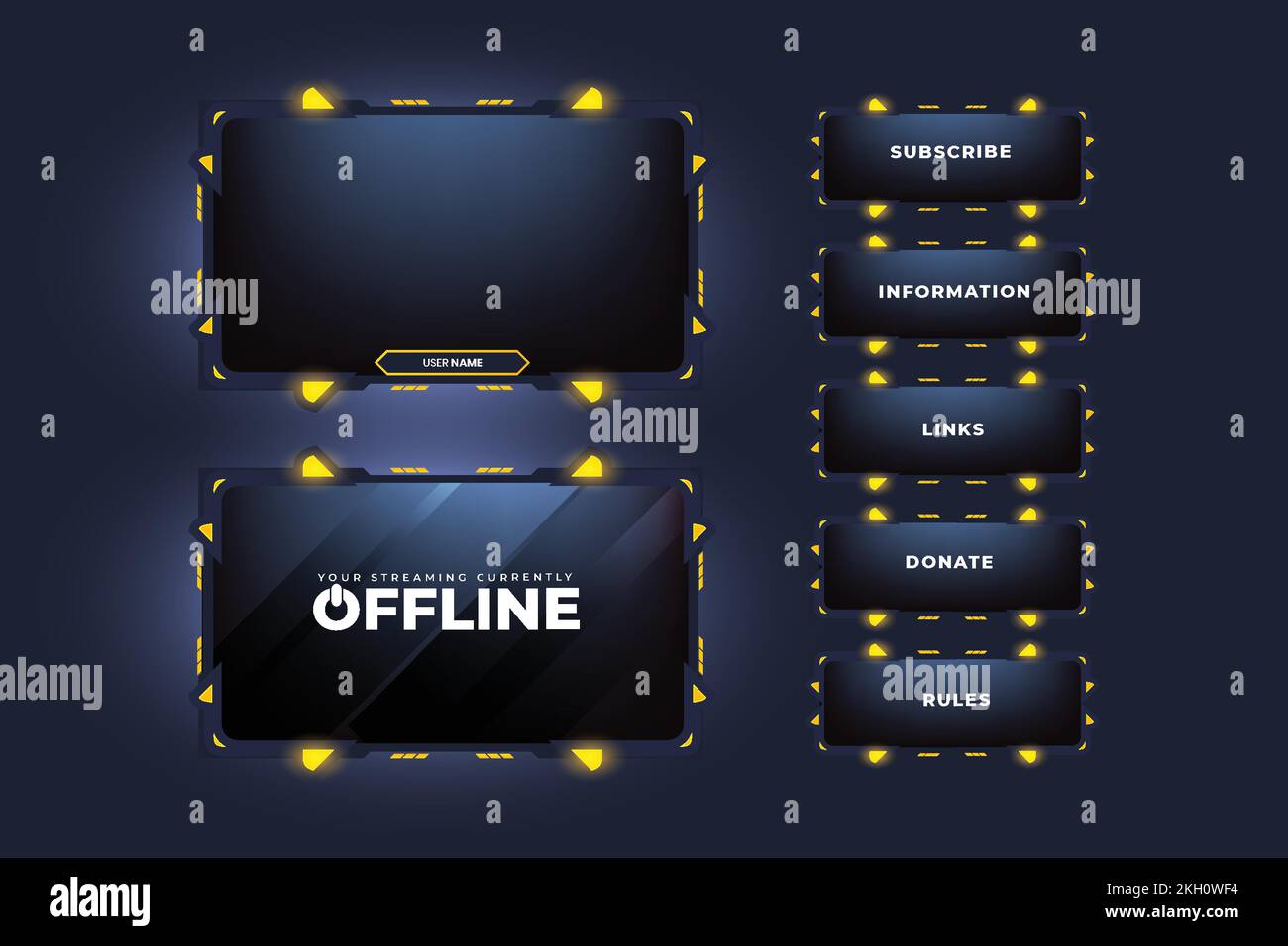 Live Streaming Overlay Design For Gamers With Dark Screen Panels Futuristic Stream Overlay