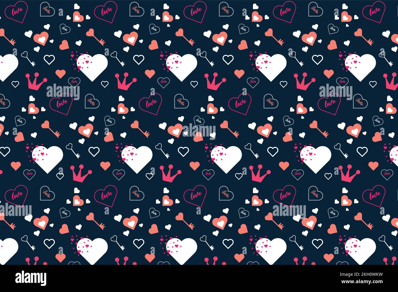 Repeating love pattern vector on a dark background. Abstract love shape ...