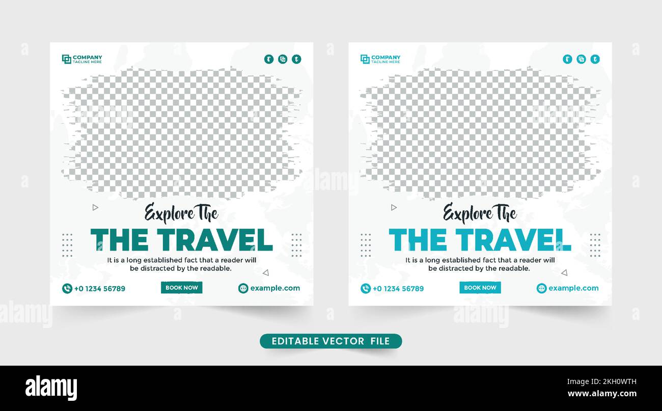 Travel agency promotion banner template for social media posts. Family ...