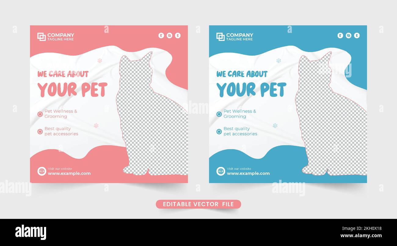 Pet shop advertisement template with pink and blue colors. Animal ...