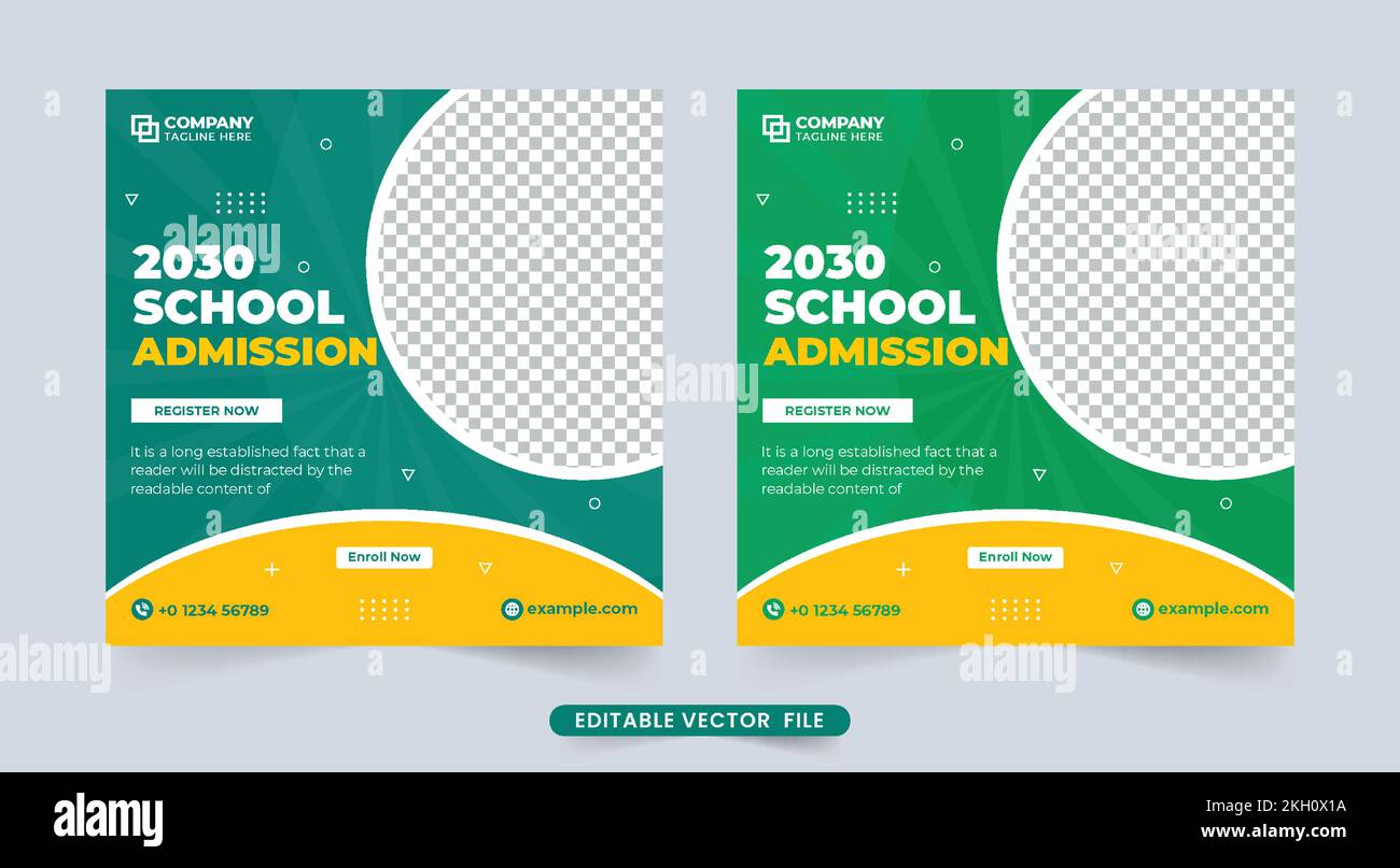 Creative school admission social media post template with abstract ...