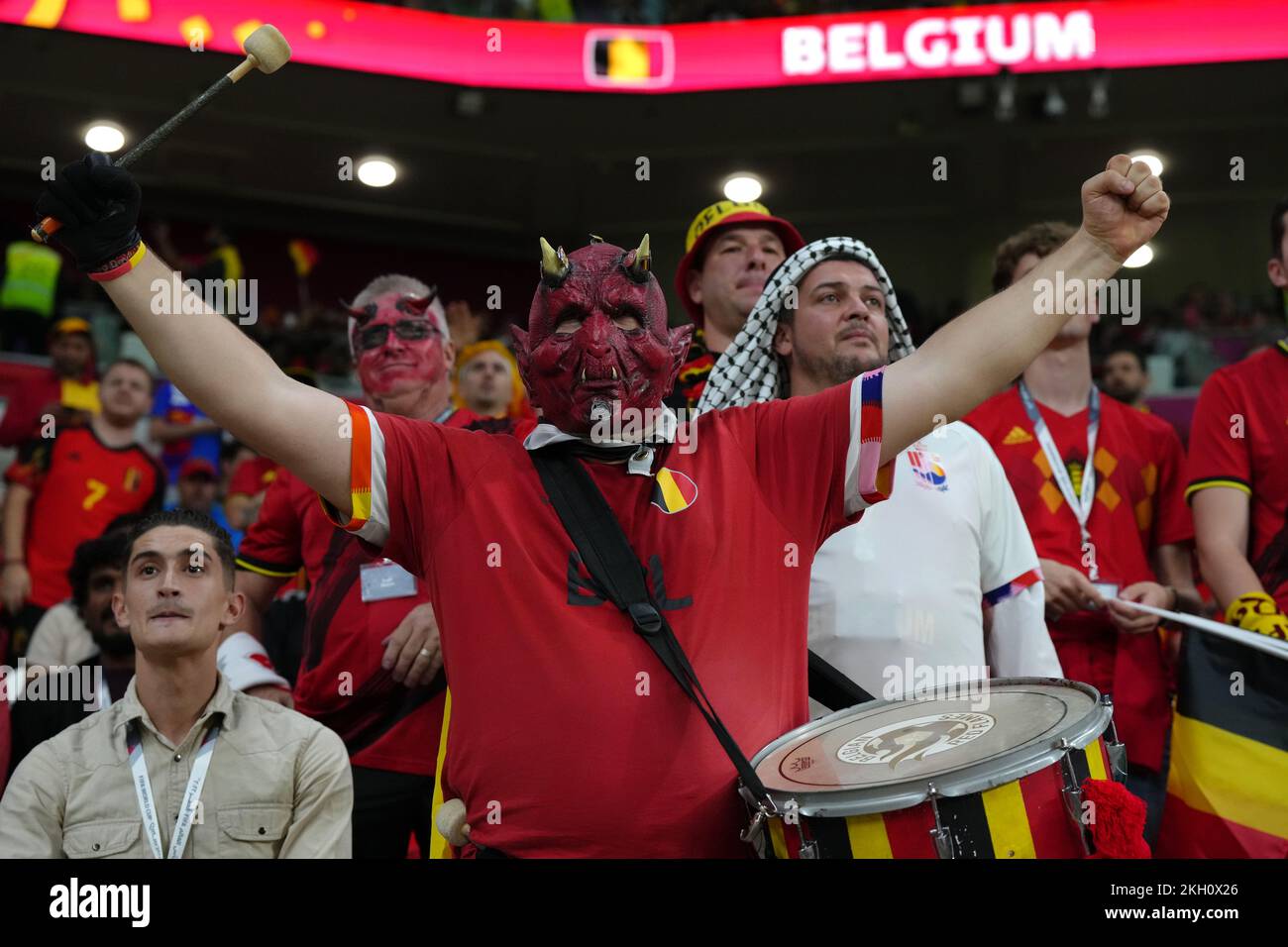 Belgium fans show their support prior to the FIFA World Cup Group F ...