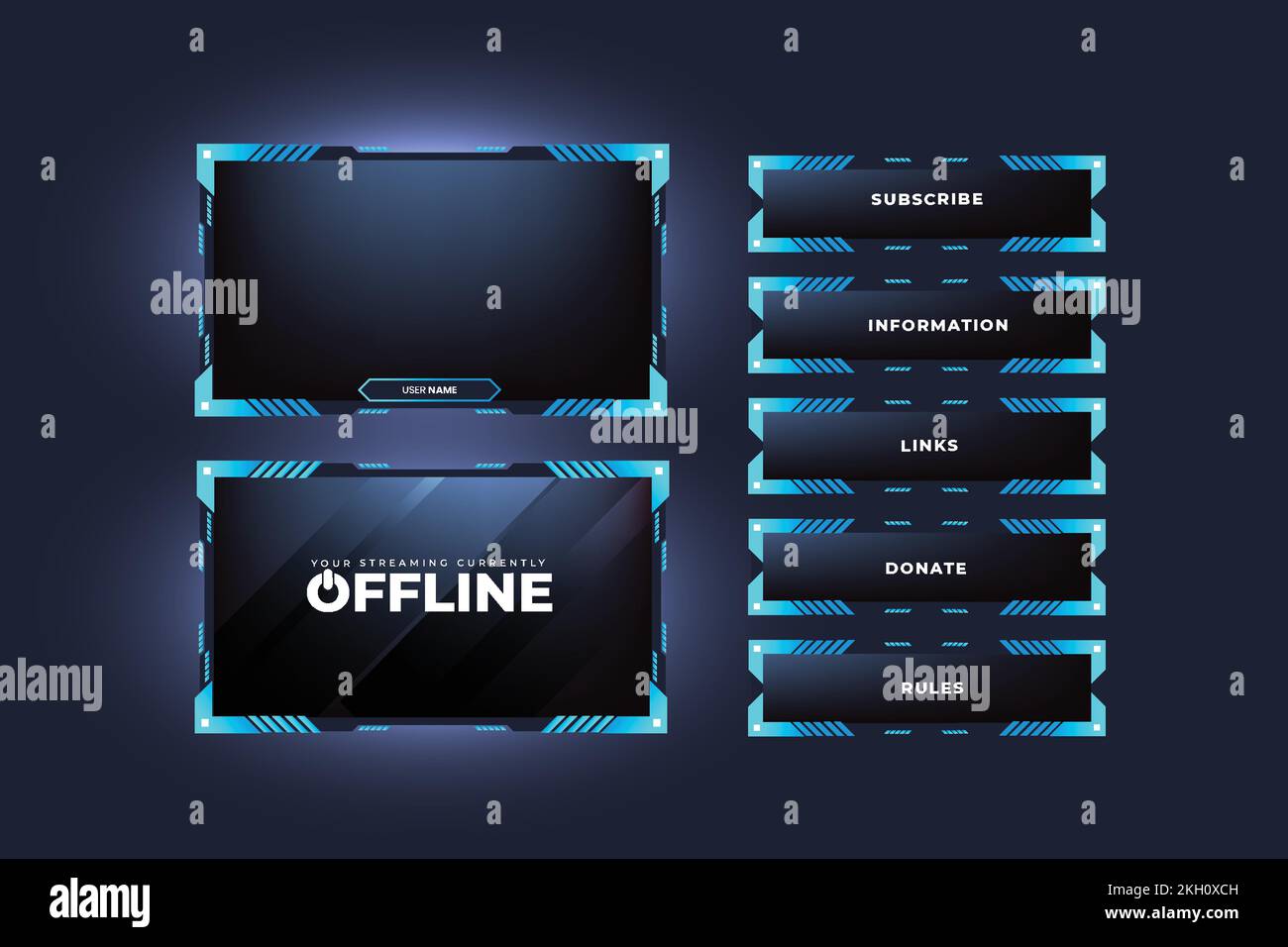 Futuristic live streaming overlay vector with frosty blue color. Live ...