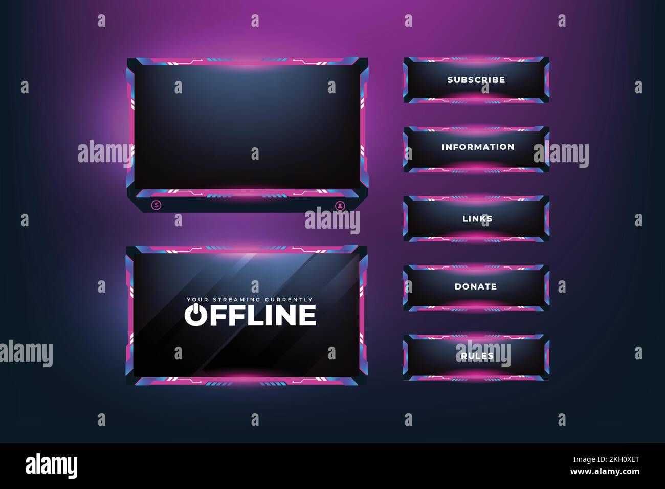 Girly screen overlay vector with pink and dark colors. Gaming screen ...