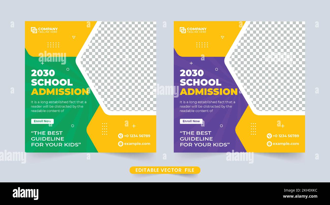 Creative school admission social media banner for promotion. Back-to ...