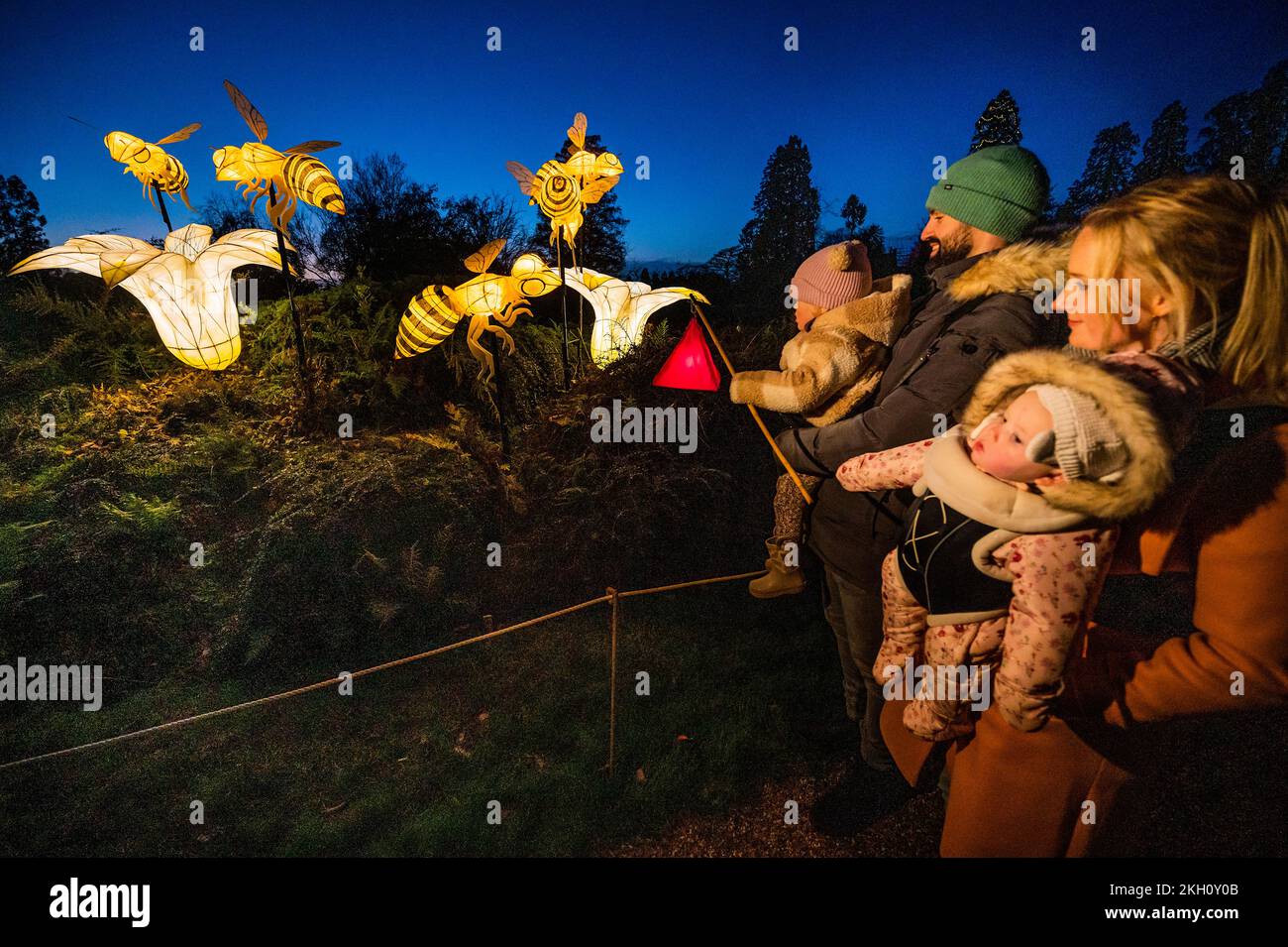 London, UK. 23rd Nov, 2022. Illuminated slugs, bees and other insects ...