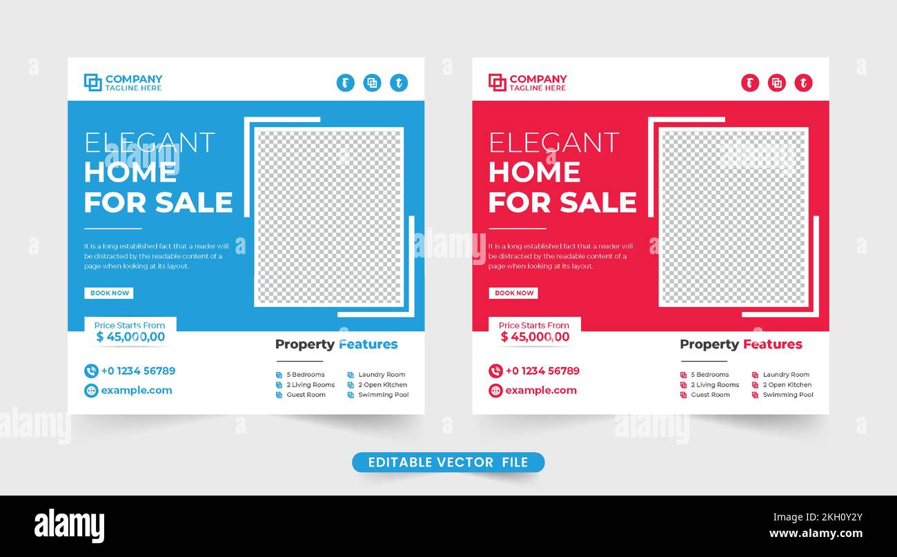 Simple home selling and real estate business social media posts with ...