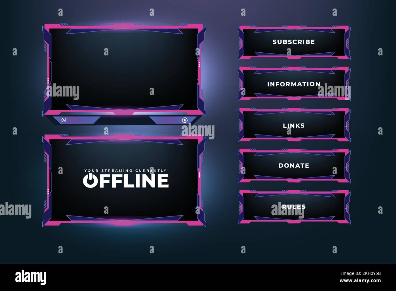 Live Streaming Overlay Vector With Girly Pink Color Borders A Futuristic Broadcast Screen Panel