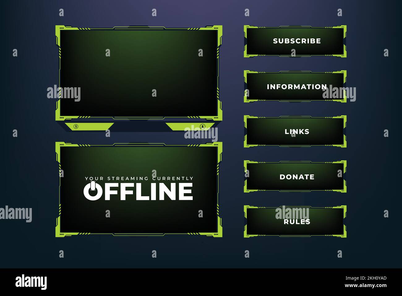 Live gaming overlay design with buttons and screen panels for online ...