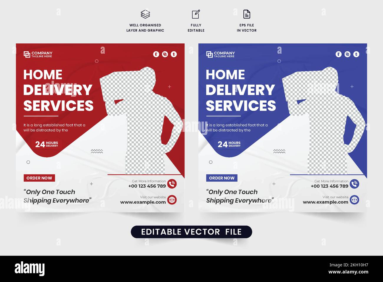 Supermarket home delivery service poster template for business ...