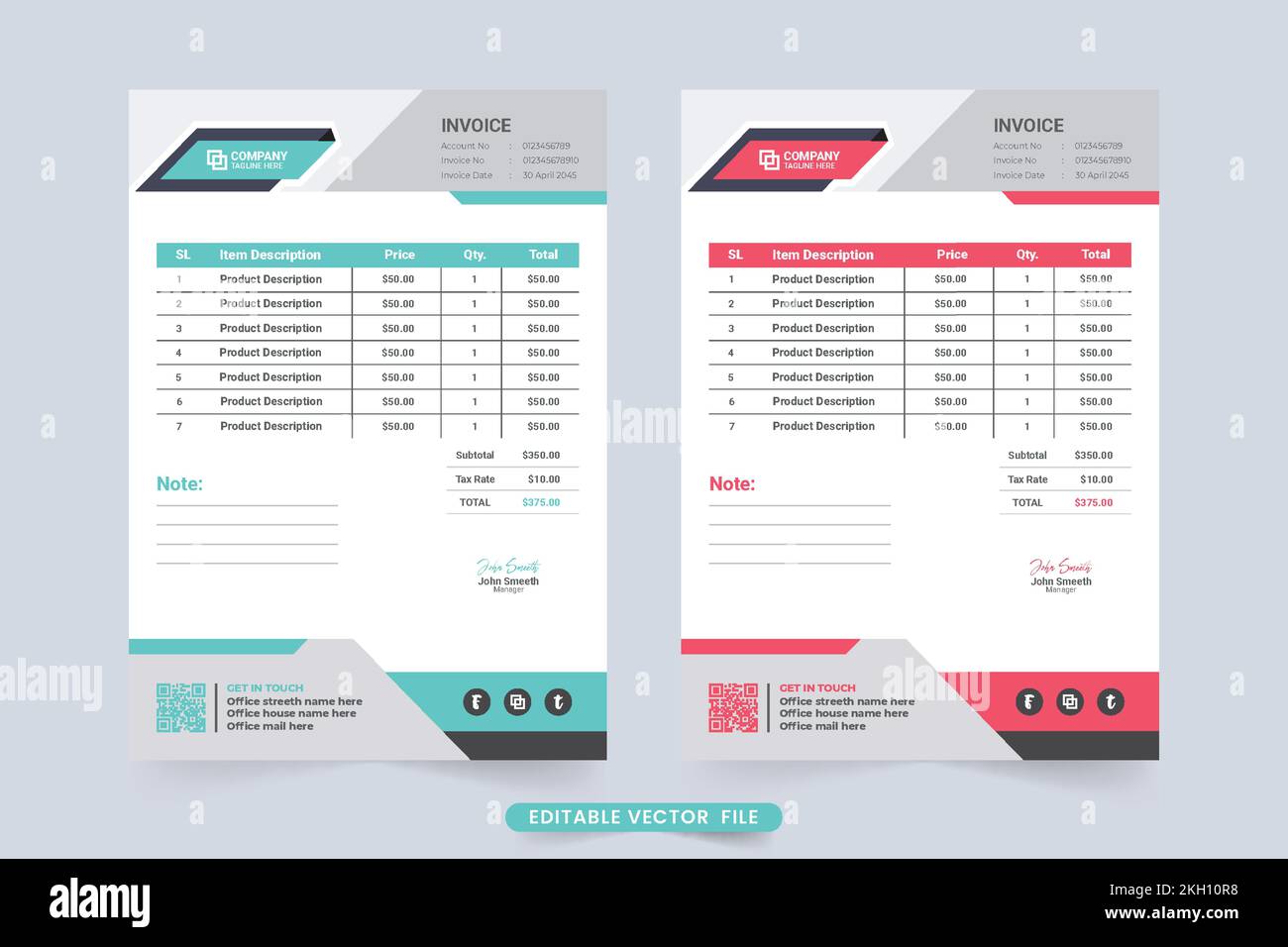 Professional business invoice template and price receipt vector ...