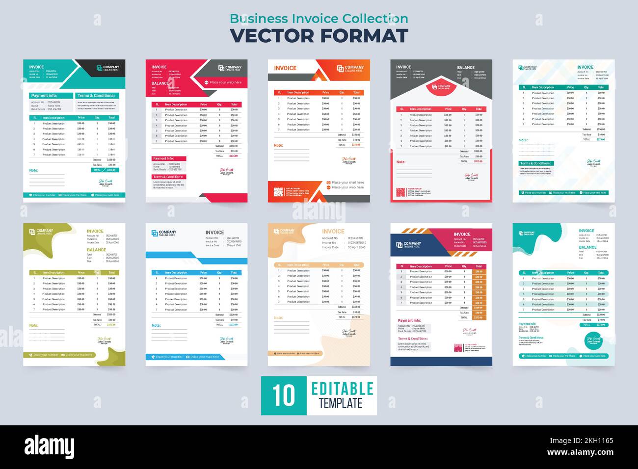 Corporate business invoice template collection vector. Business invoice ...
