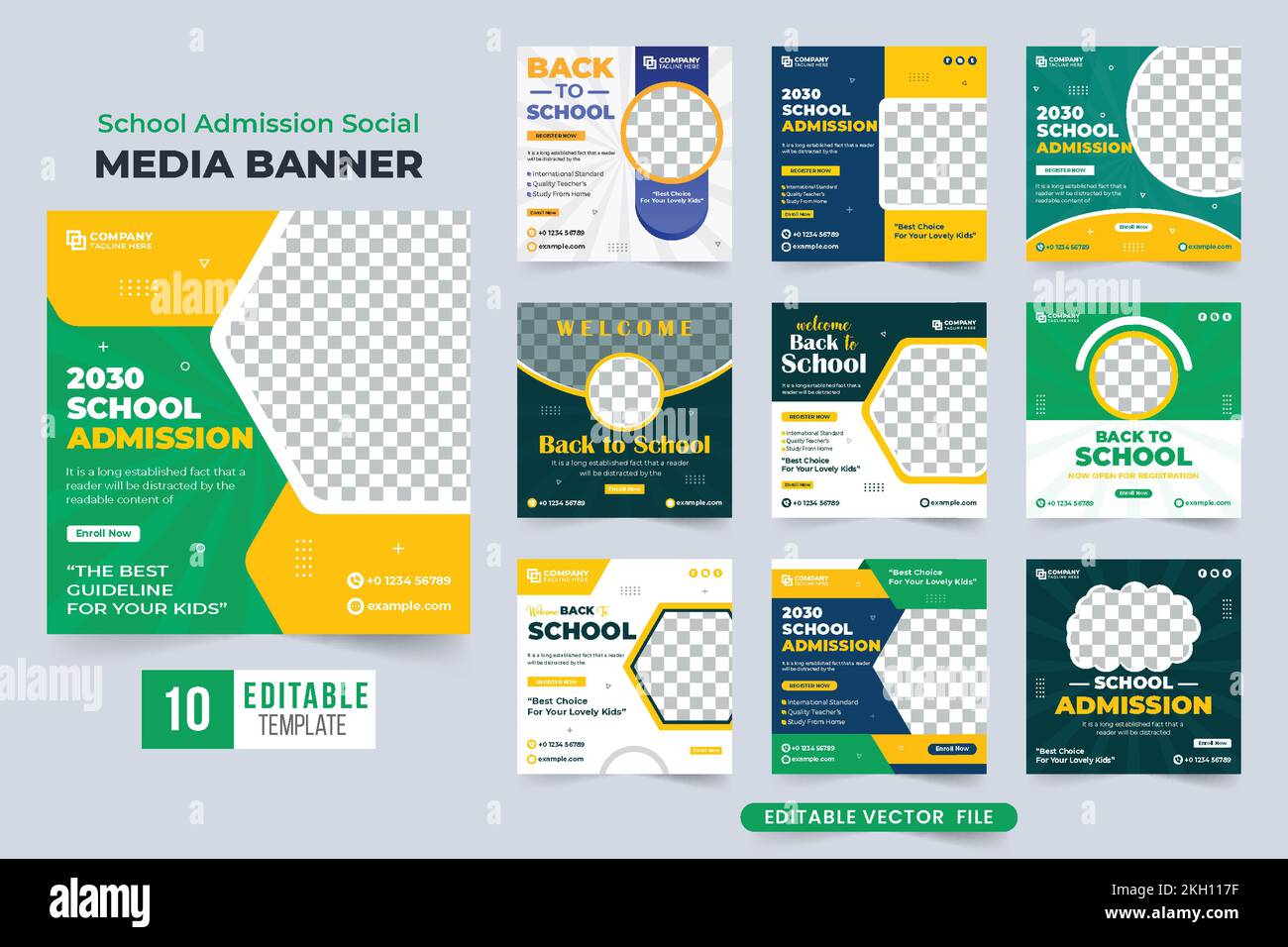 Back-to-school social media post collection designed with abstract ...