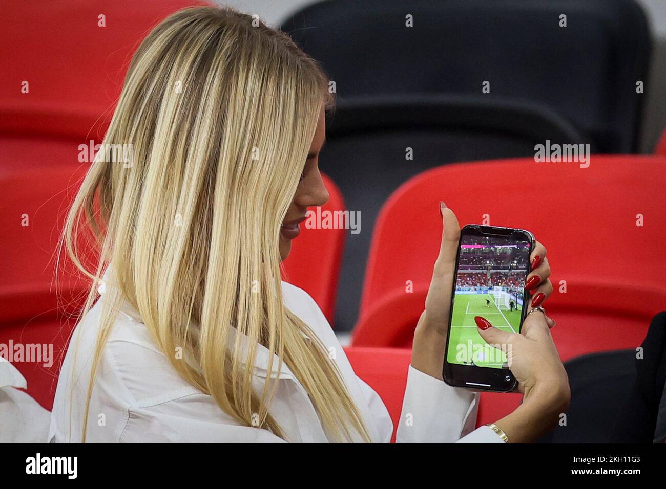Mishel Gerzig, fiancée of Thibaut Courtois pictured ahead of a soccer ...