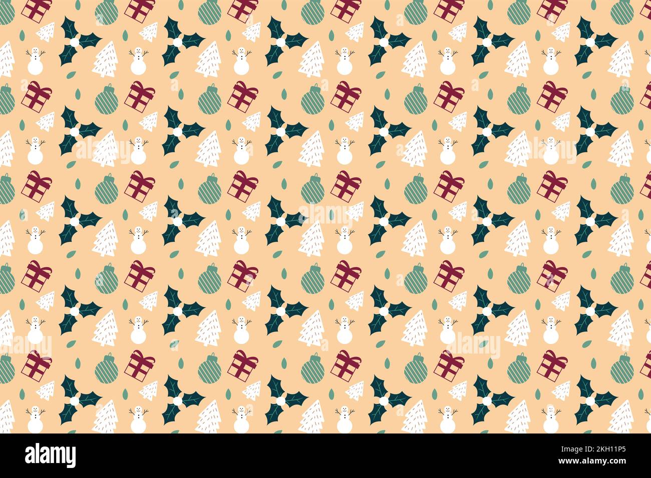 Abstract Xmas pattern decoration on a light yellow color background ...