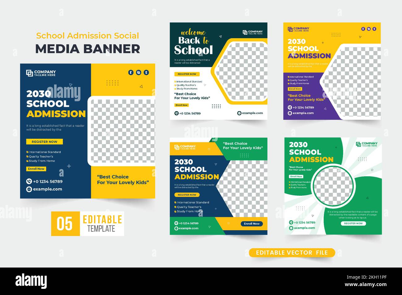 Creative academic social media posts and web banner collections in dark ...