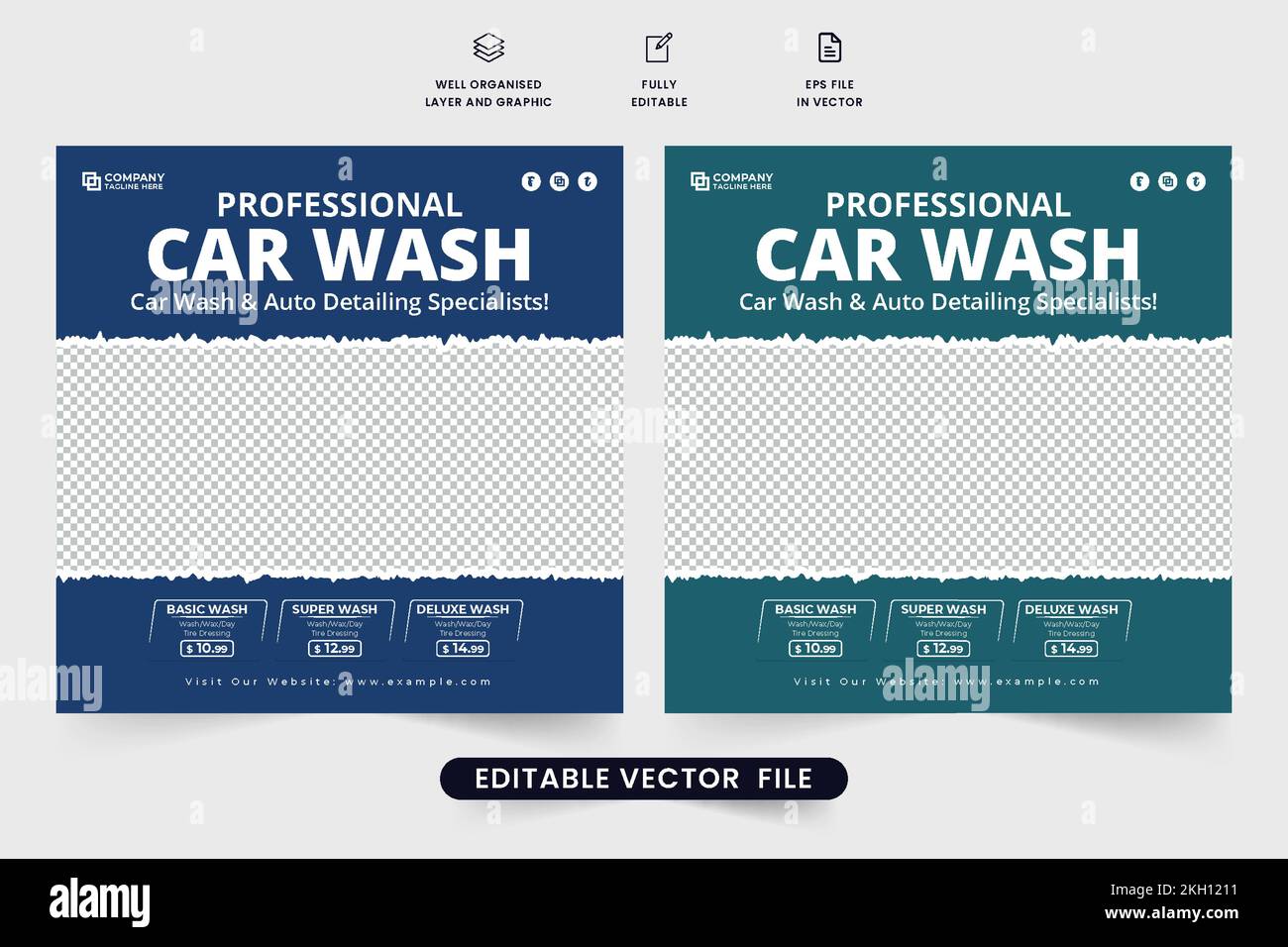 Car maintenance and cleaning service web banner design with dark blue ...