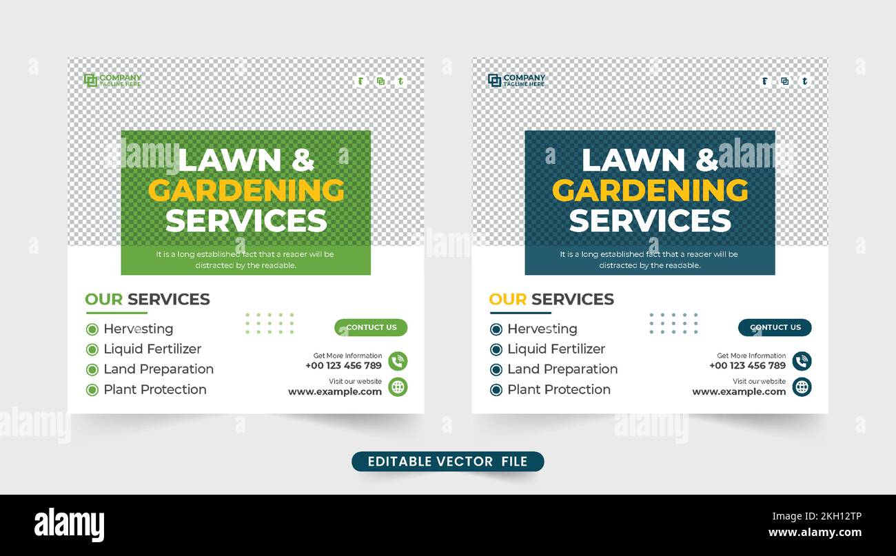 Simple lawn mower business promotion social media post vector. Lawn ...