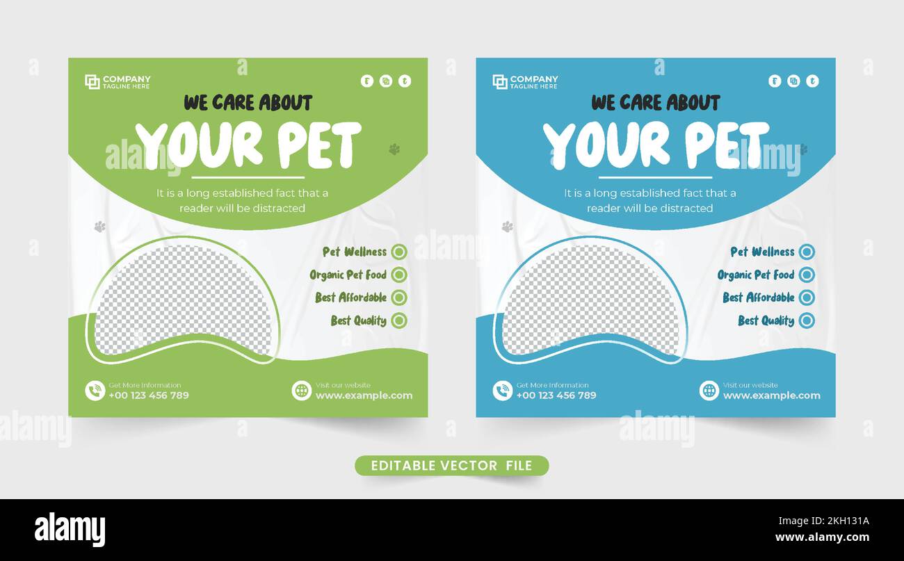 Pet veterinary promotion template for social media marketing. Modern ...