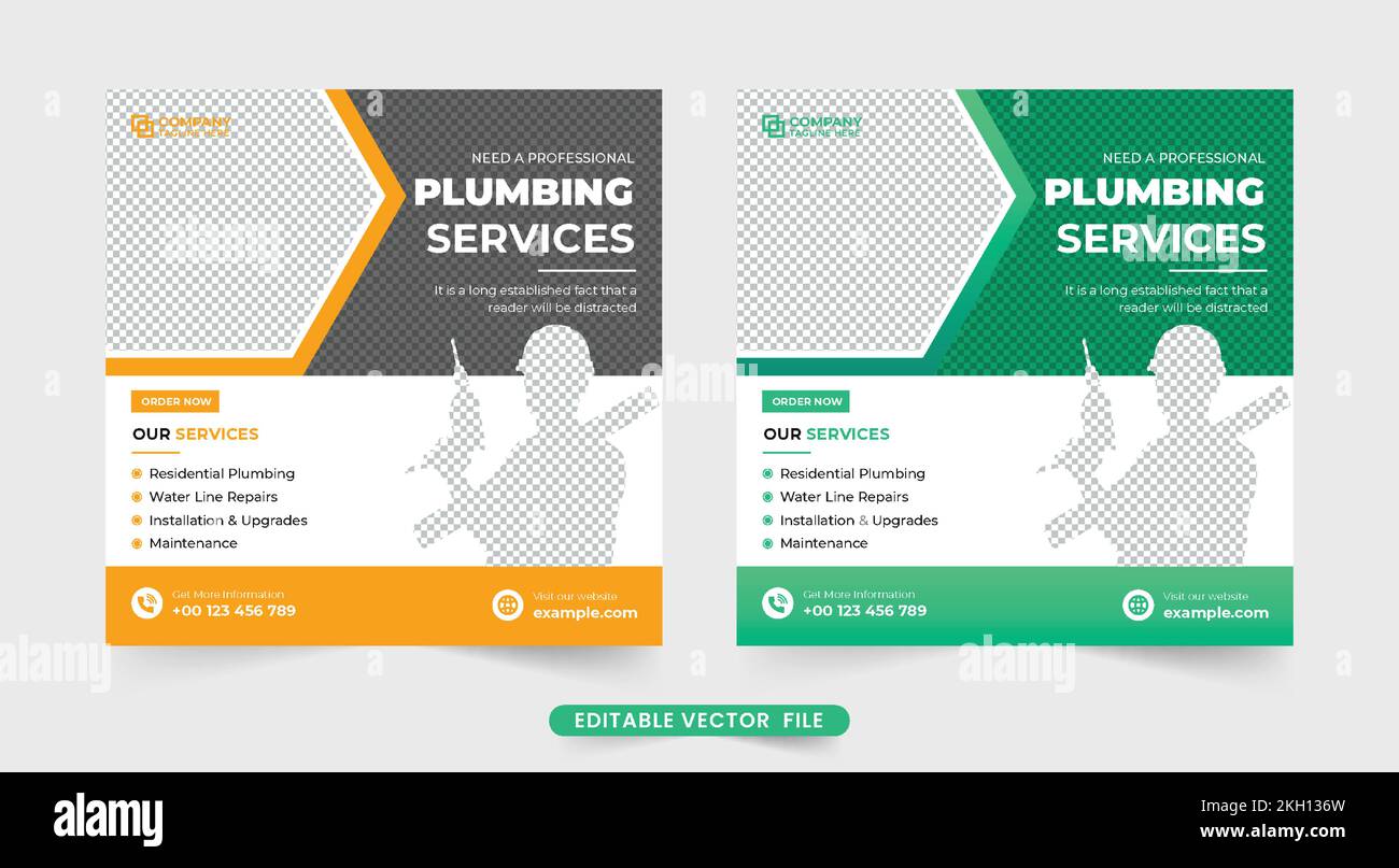 Plumbing social media post vector vectors hi-res stock photography and ...
