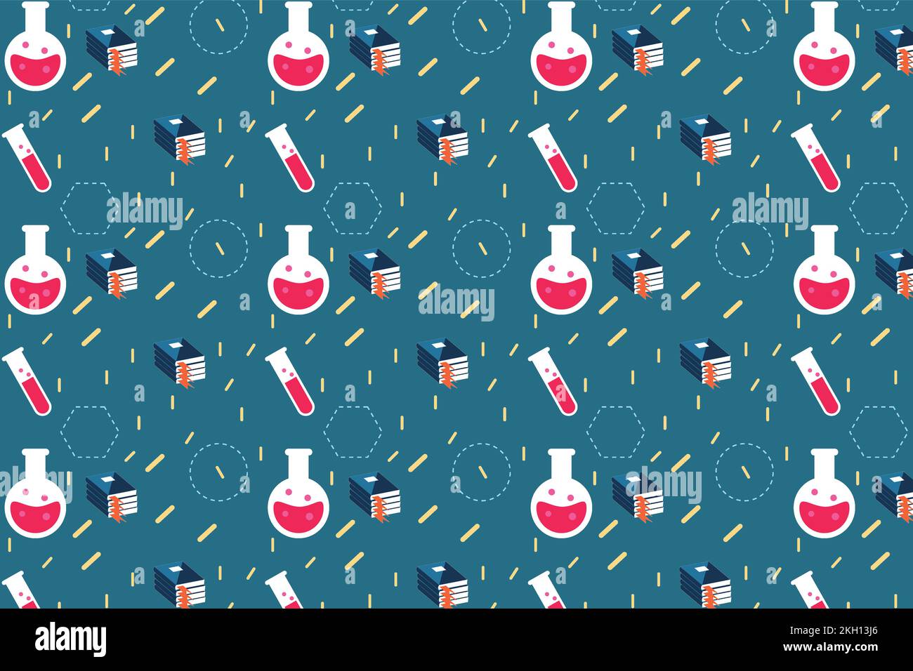 Educational pattern decoration with test tubes and book icons. Study ...