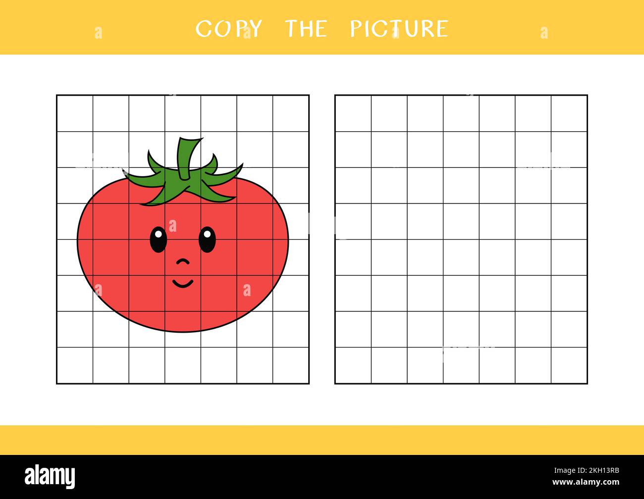 Copy the picture of cute tomato. Simple educational game for kids Stock ...
