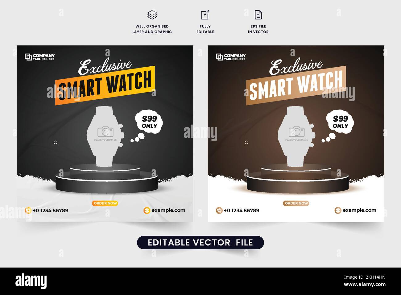 Smartwatch social media promotion template with dark backgrounds ...