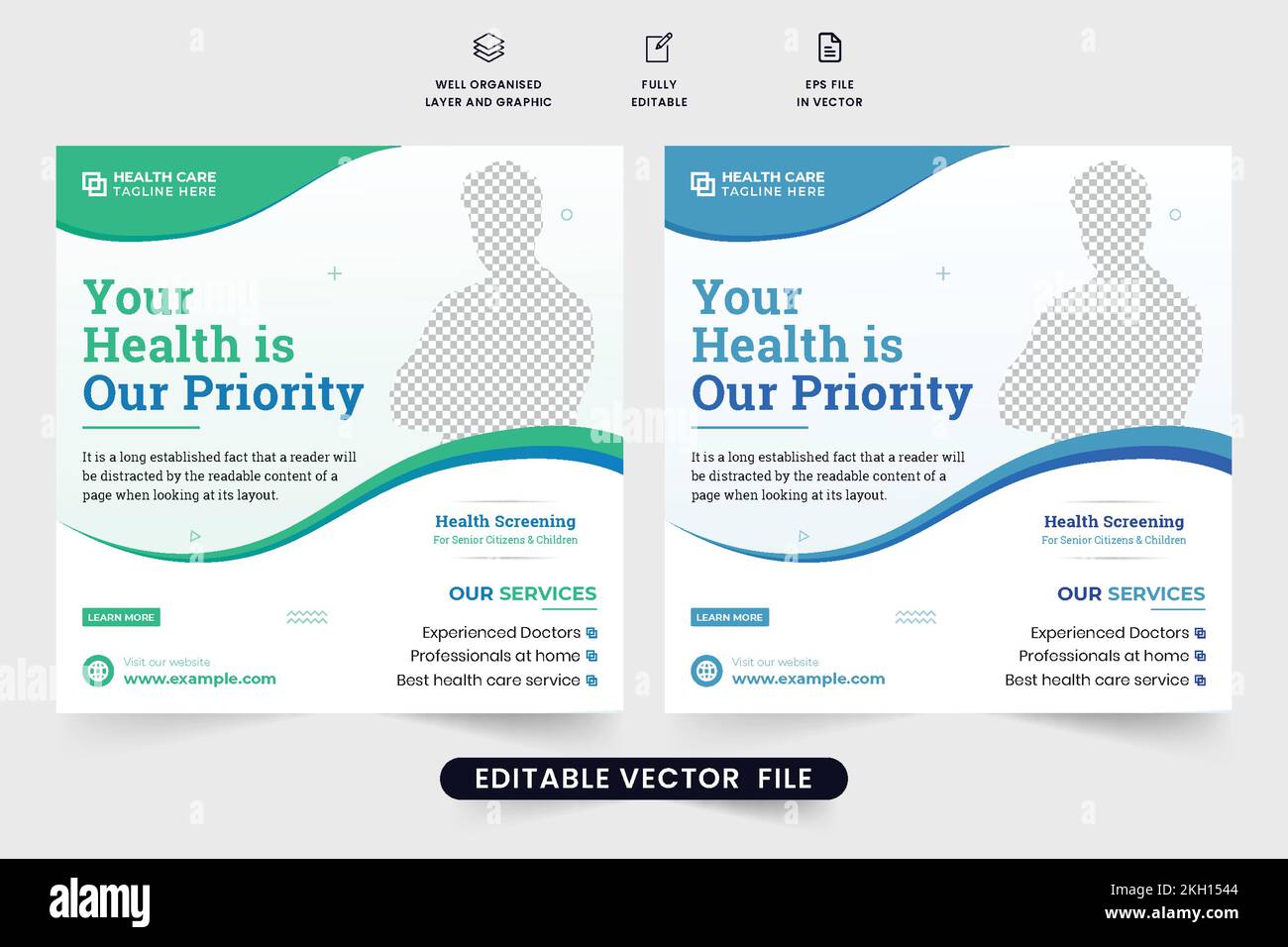 Medical treatment and healthcare template vector with photo ...