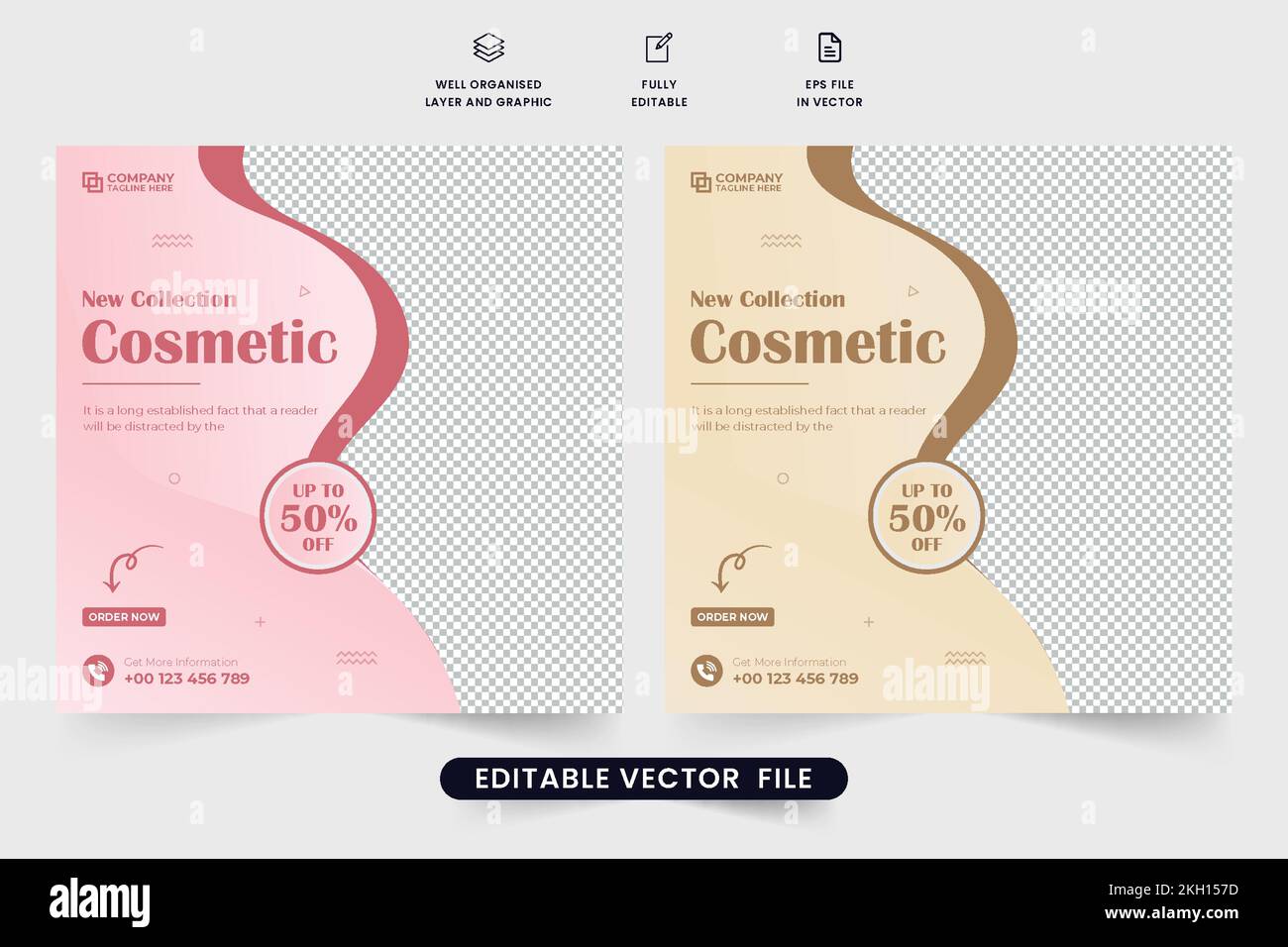 Luxury cosmetic sale template vector with photo placeholders. Beauty ...