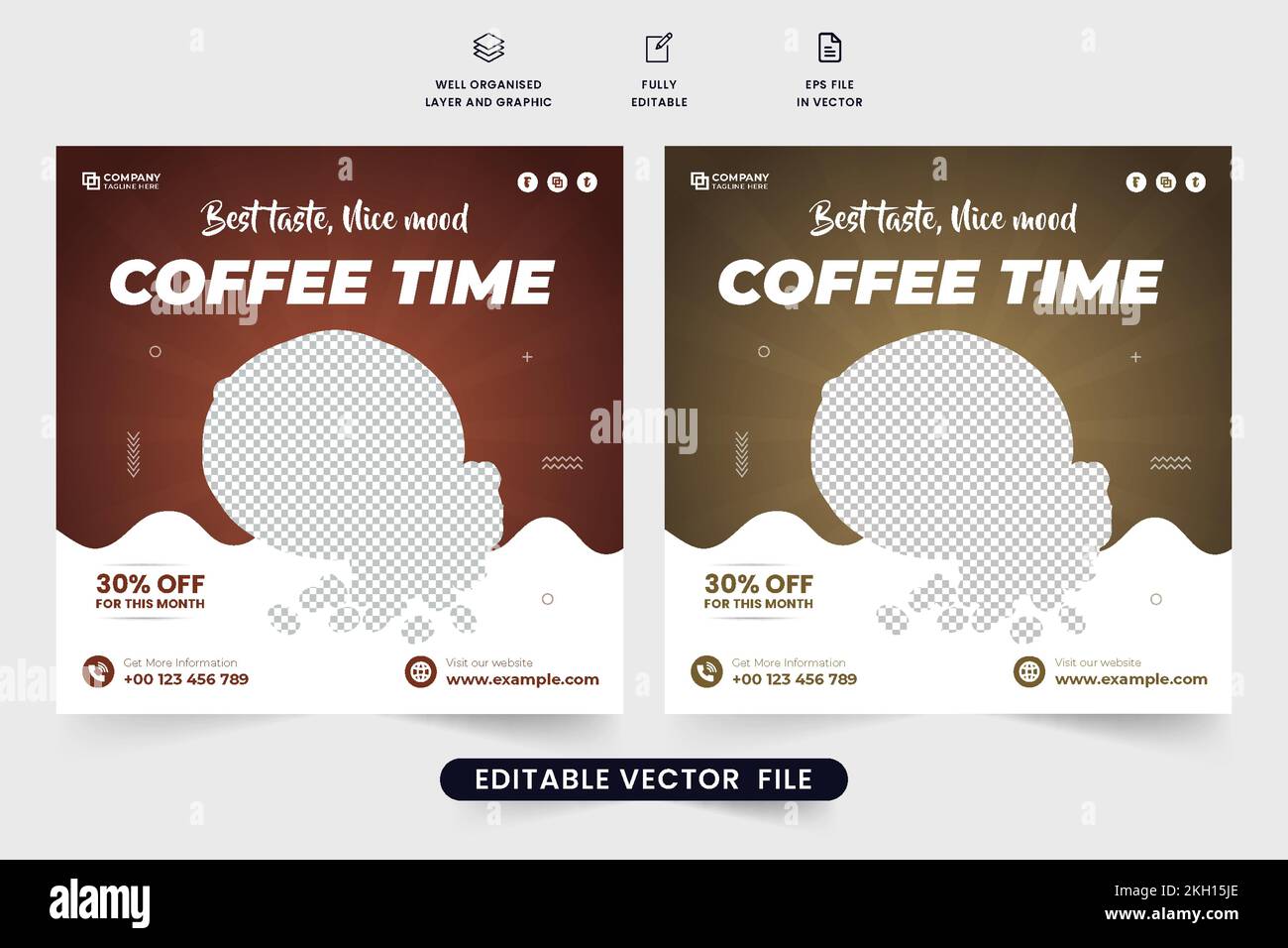 Beverage promotional template design with chocolate color backgrounds ...