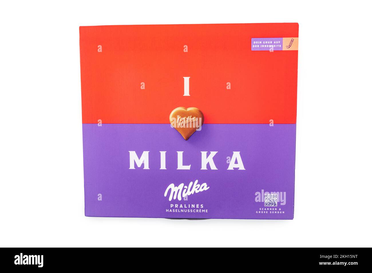 WETZLAR, GERMANY - 2022-11-15 : Box of MILKA Chocolate. These heart ...