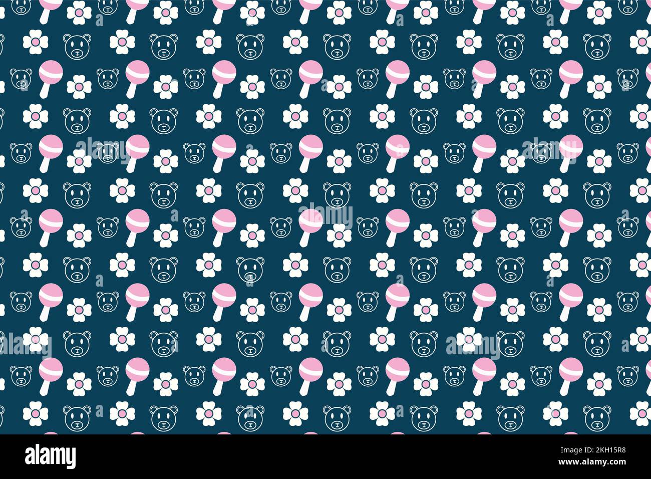 Abstract childish pattern vector with baby toys and flowers. Seamless ...