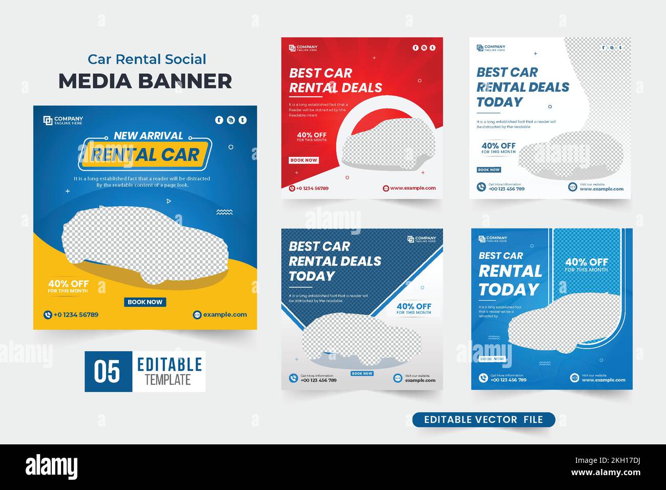 Car rental deal template bundle for business advertisement. Automobile ...
