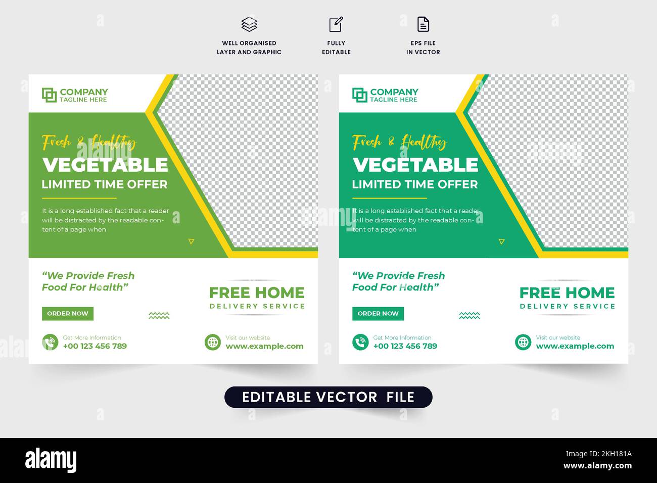 Creative vegetable business promotion poster template with green and ...