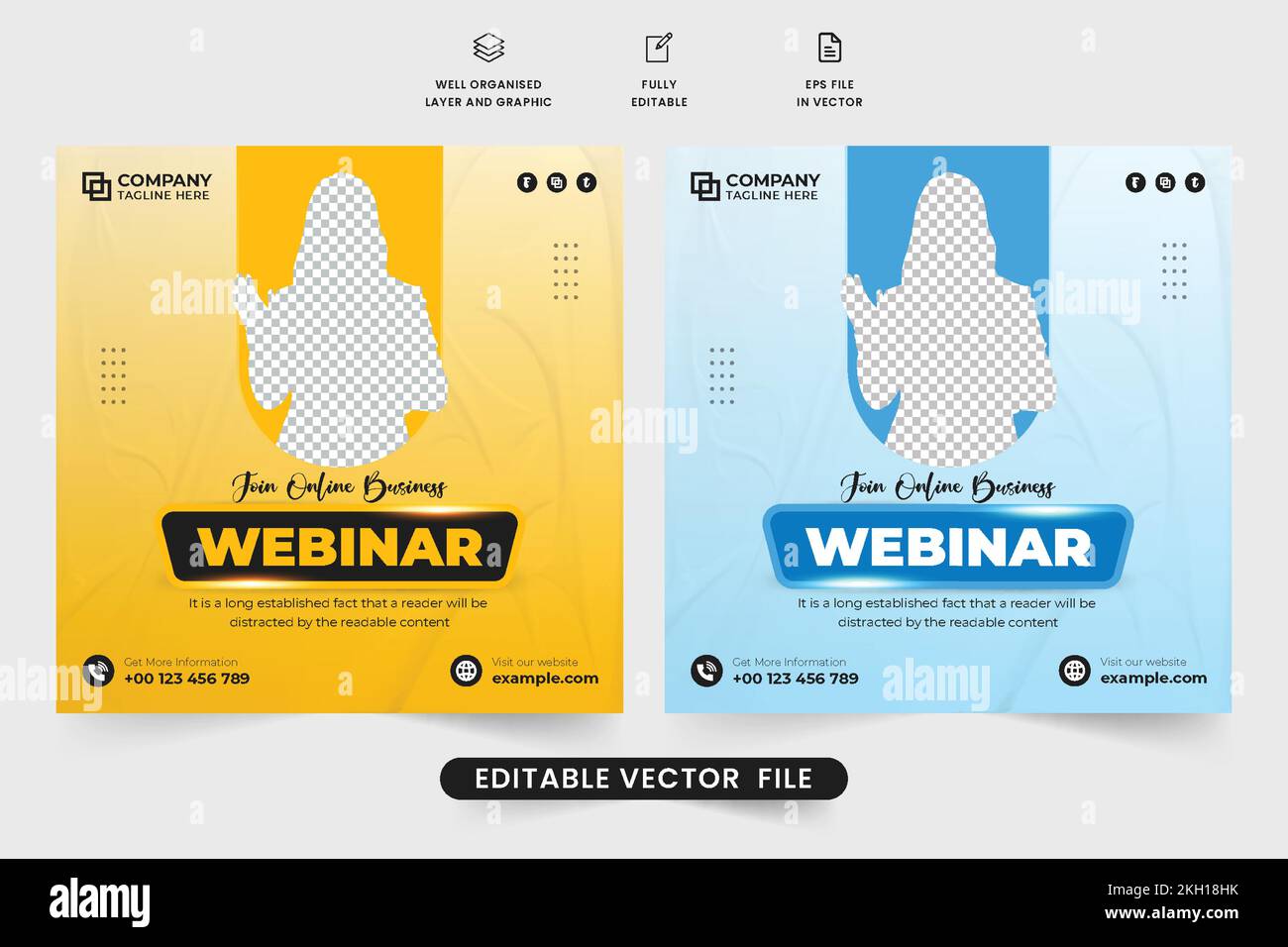 Online business webinar social media post vector for digital marketing ...