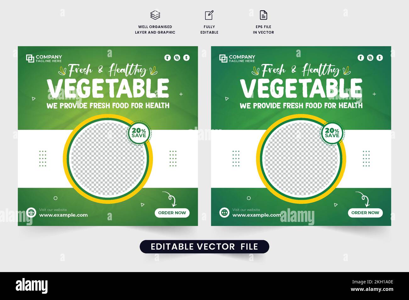 Creative vegetable business template design with geometric shapes ...