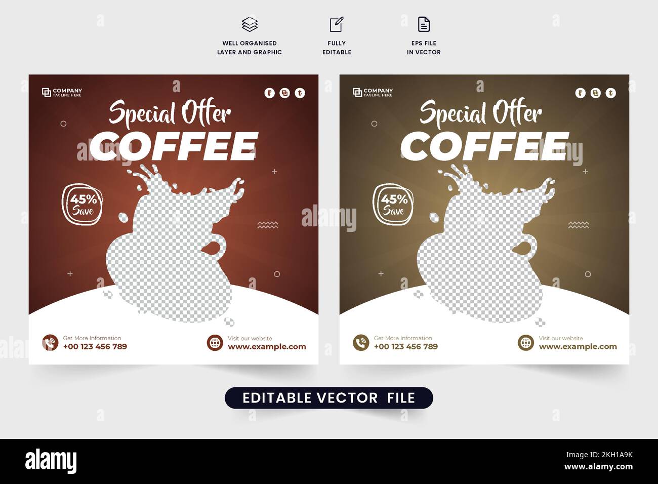 Special coffee social media post vector with discount offers. Cafe and ...