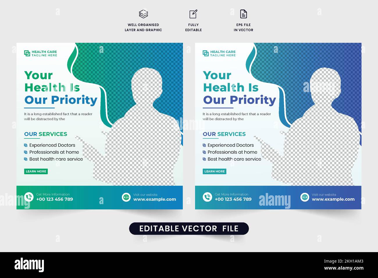 Doctor medical treatment and healthcare service template design with ...