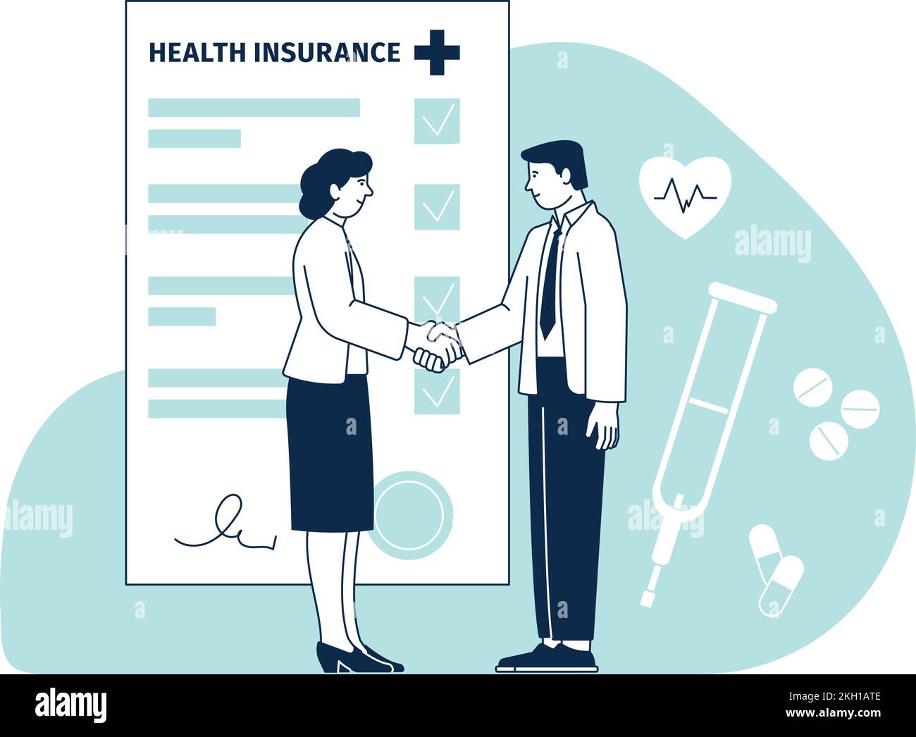 Health insurance icon. Medical contract document signing Stock Vector ...