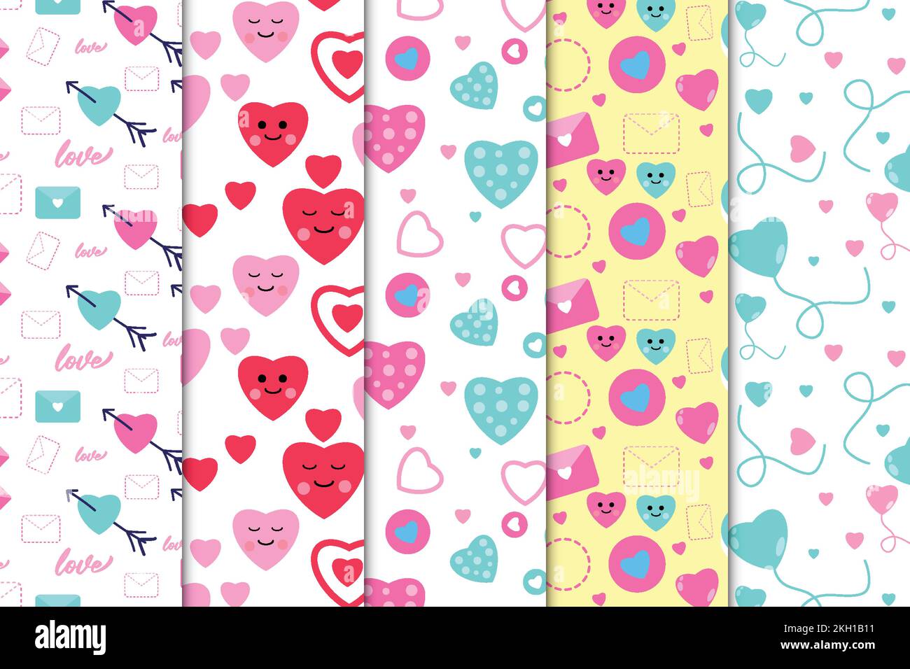 Creative love pattern collection vector on white backgrounds. Beautiful ...