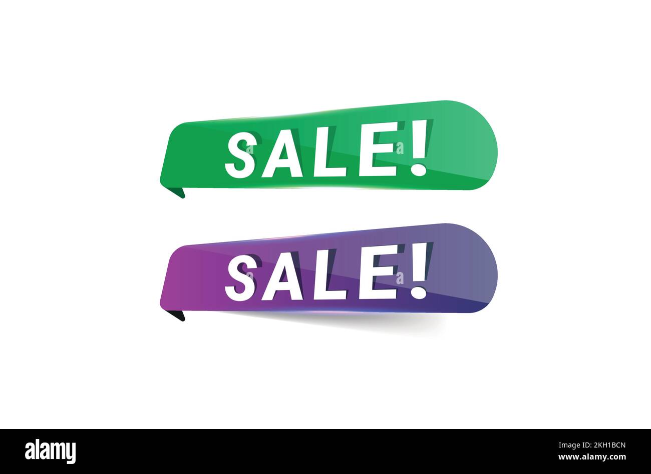 The green and purple sale icons isolated on a white background Stock ...
