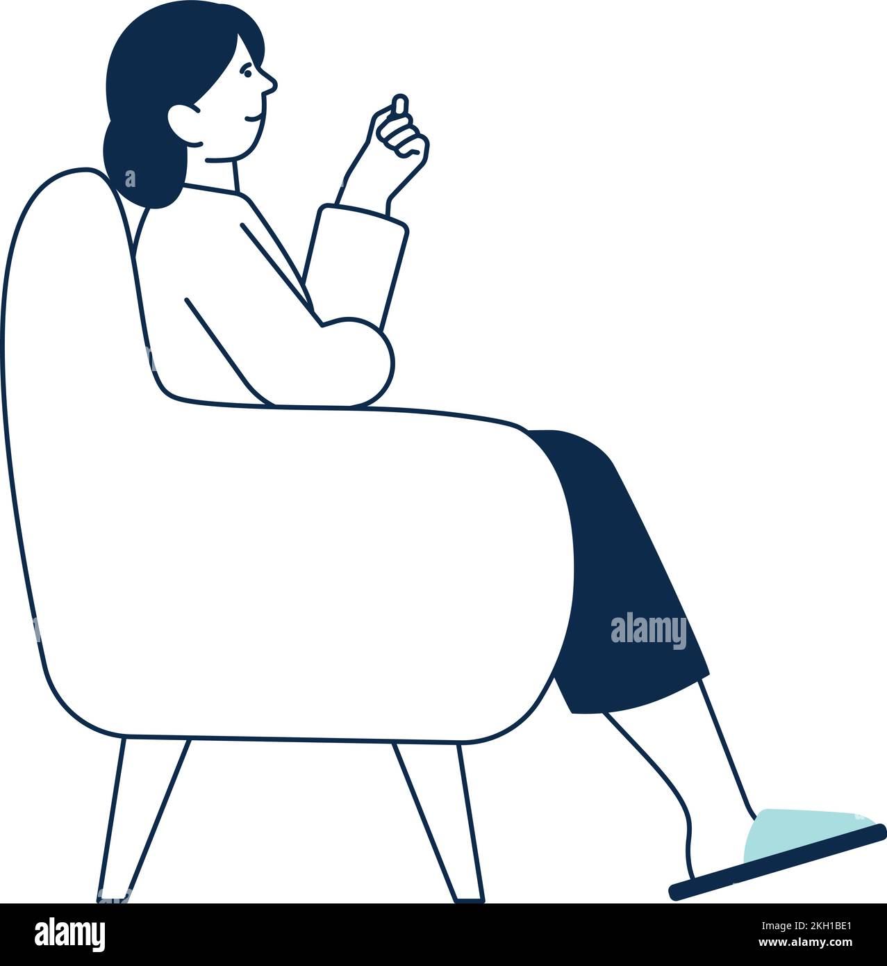 Woman sit in armchair side view. Resting person icon Stock Vector Image ...