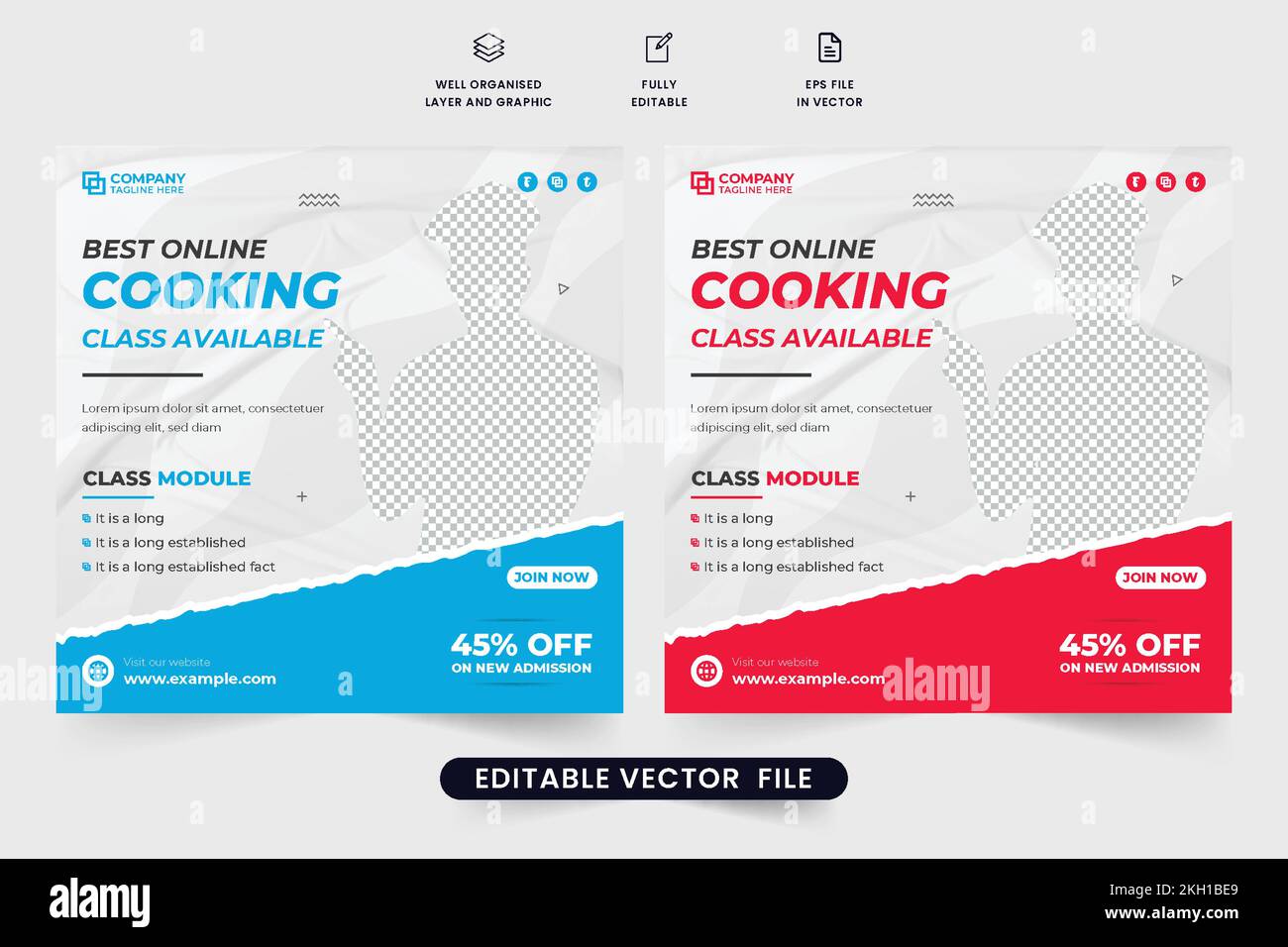 Cooking training center promotional poster layout with photo ...