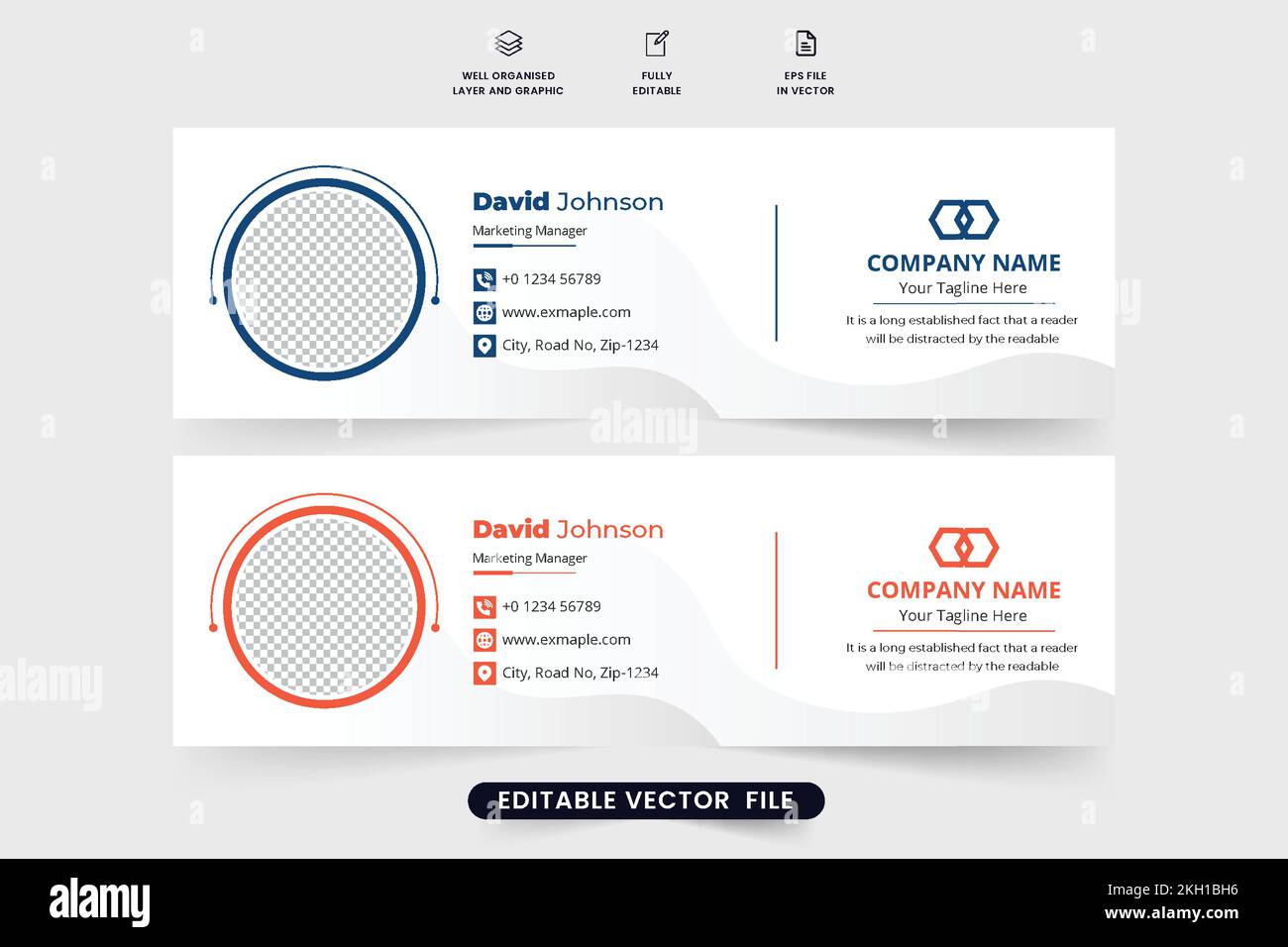 Modern email signature template for corporate business. Minimal email ...